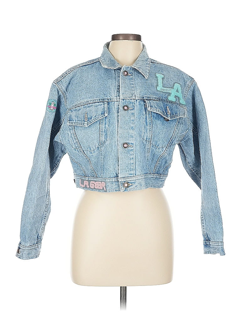 LA Gear 100% Cotton Graphic Blue Classic Light Blue Denim Jacket Size L ...