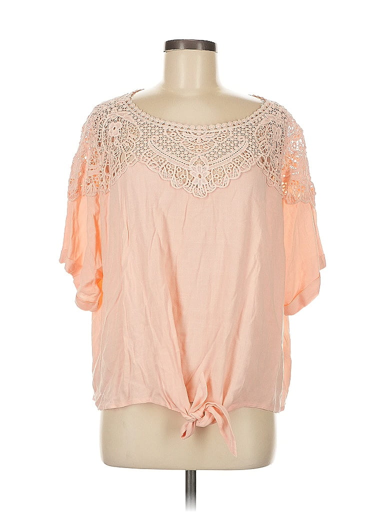 Kori America 100% Rayon Pink Short Sleeve Blouse Size M - 52% off | ThredUp