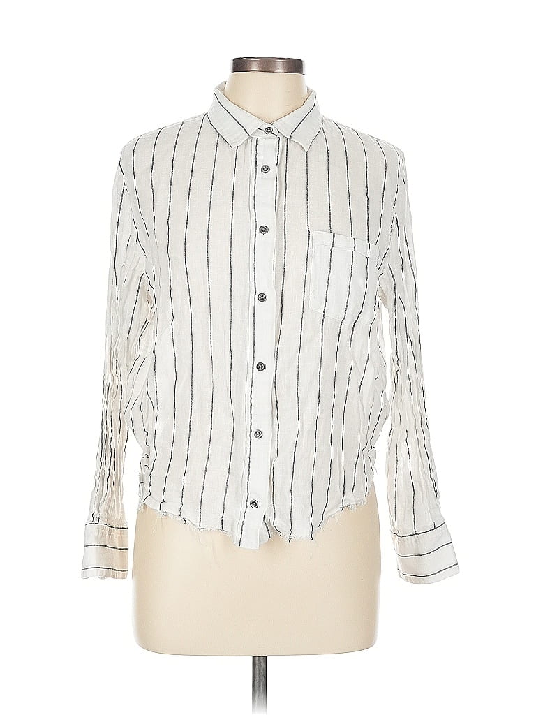 Rails Stripes Ivory Long Sleeve Button-Down Shirt Size L - 75% off | ThredUp