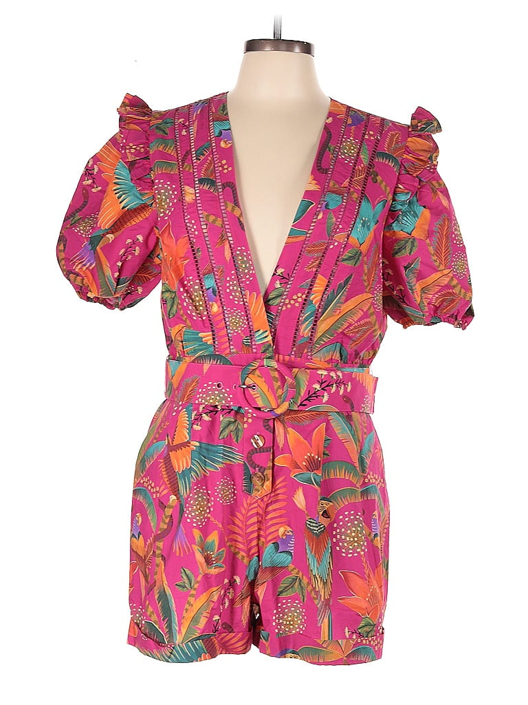 FARM Rio 100% Cotton Tropical Pink Romper Size L - 20% off | ThredUp