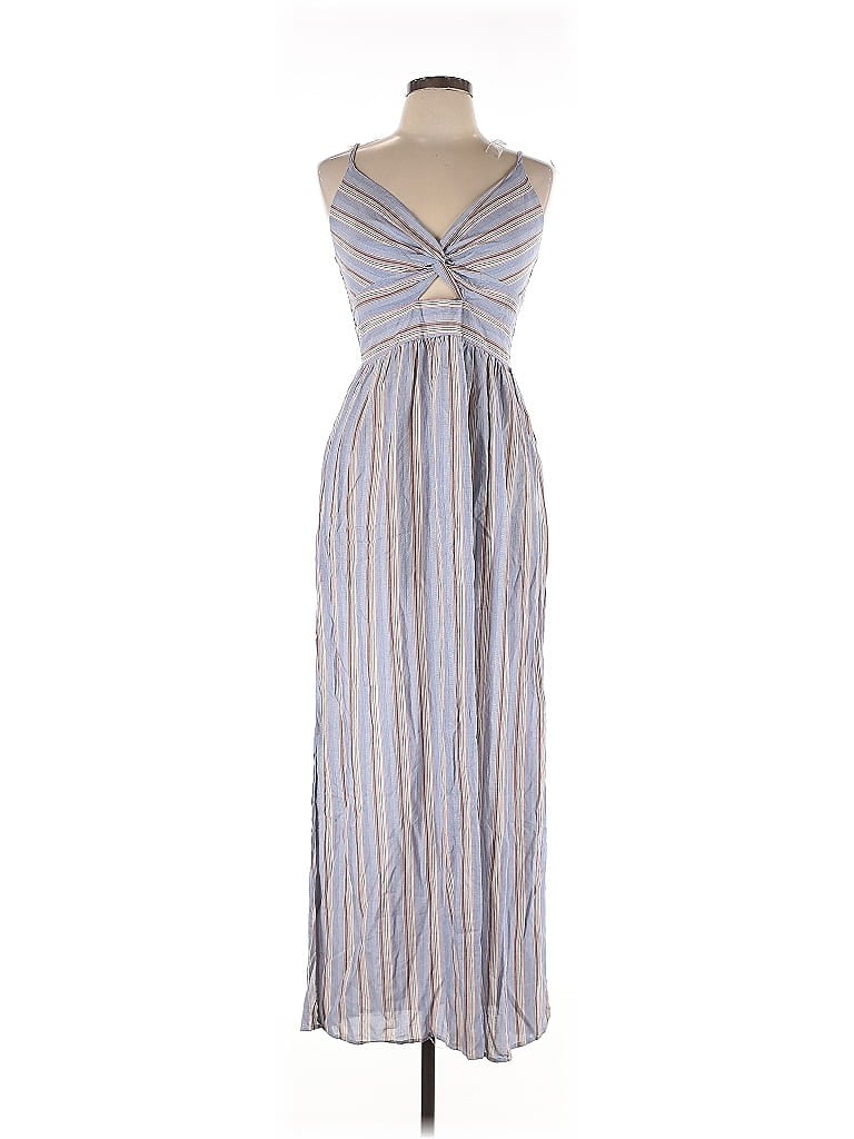 Angie 100% Rayon Stripes Gray Casual Dress Size L - 47% off | ThredUp