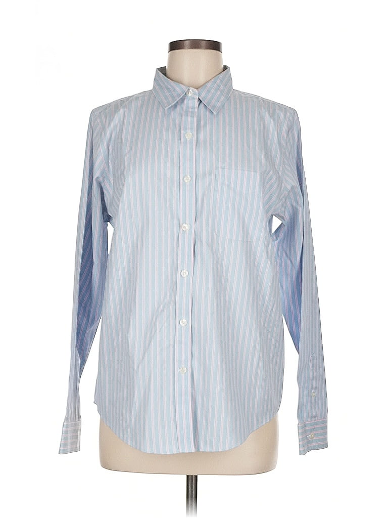 L.L.Bean 100% Cotton Stripes Blue Long Sleeve Button-Down Shirt Size M - 46% off | ThredUp