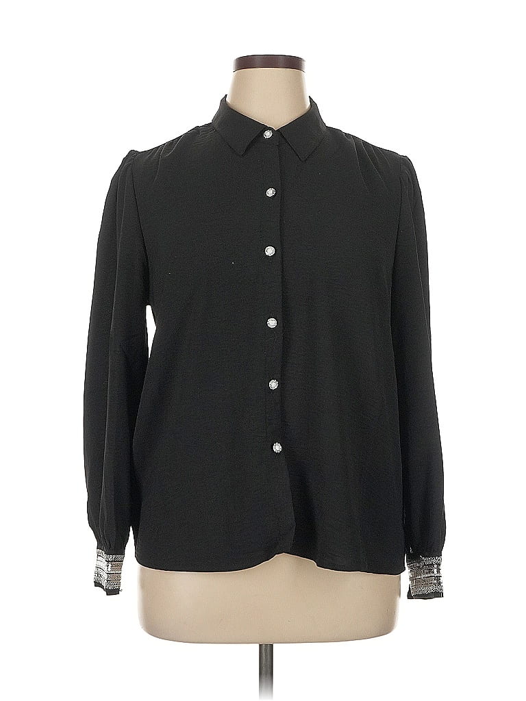 Unique Spectrum 100% Polyester Black Long Sleeve Blouse Size XL - 53% ...