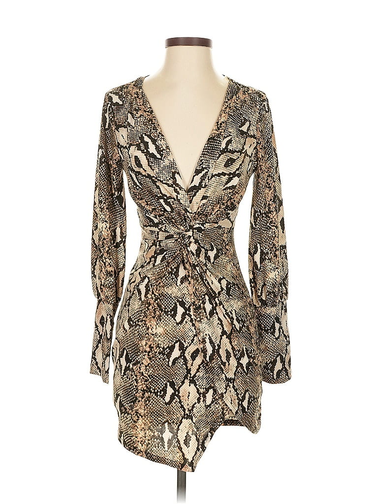 Privy Animal Print Gold Brown Cocktail Dress Size S - 72% off | ThredUp