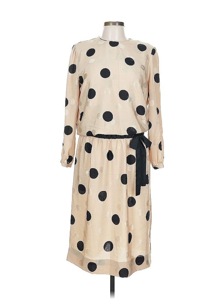 Assorted Brands Polka Dots Tan Tan Polka Dot Casual 1980s Dress Size L ...