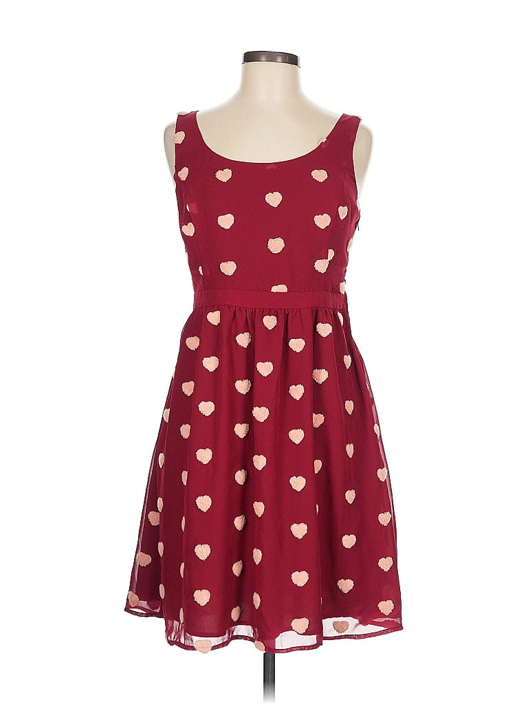 ModCloth 100% Polyester Hearts Burgundy Casual Dress Size M - 53% off ...