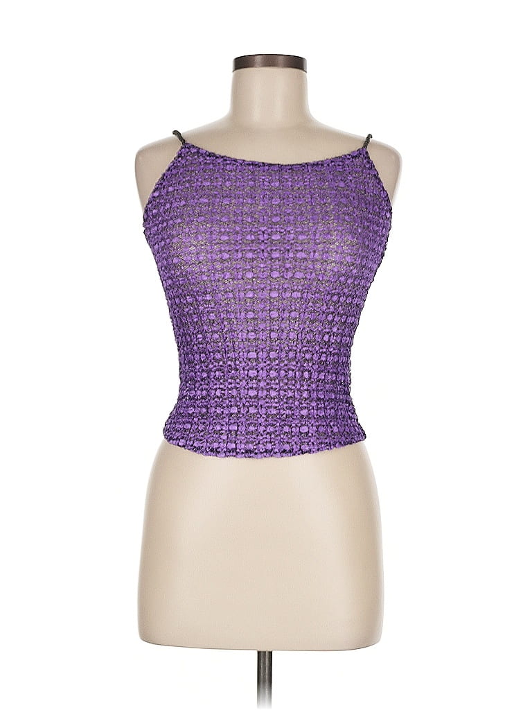 Assorted Brands Purple Purple Textured Sleeveless Crochet Top Size M ...