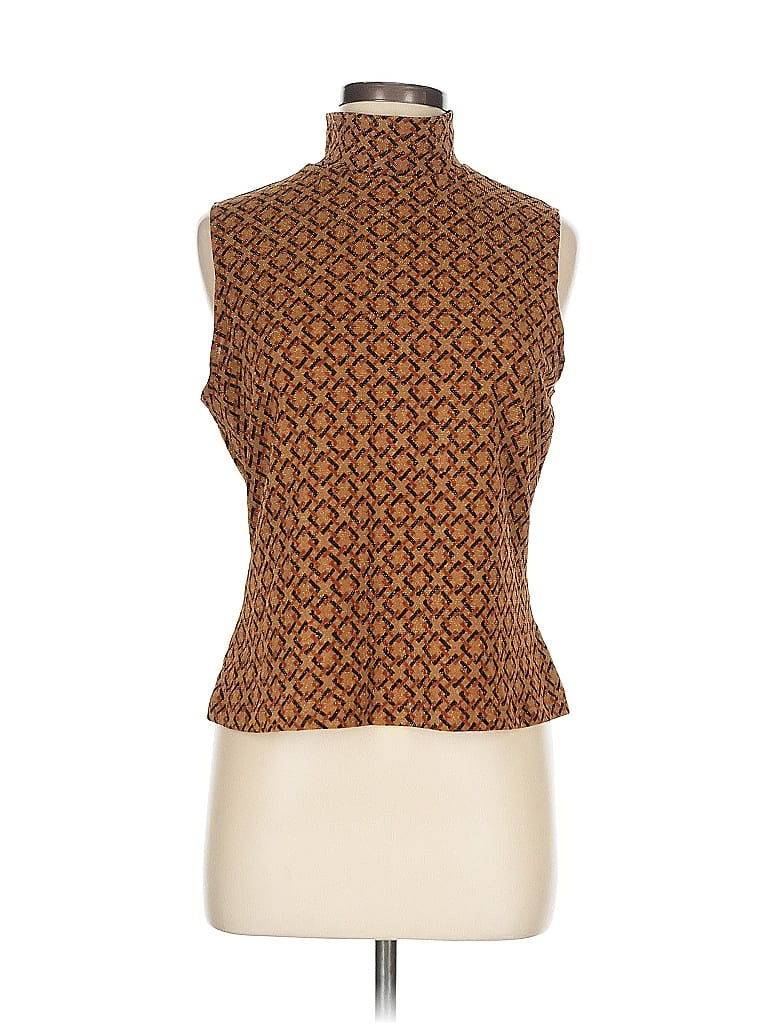 Apostrophe Brown Brown Geometric Sleeveless Lurex Top Size M - 20% off ...