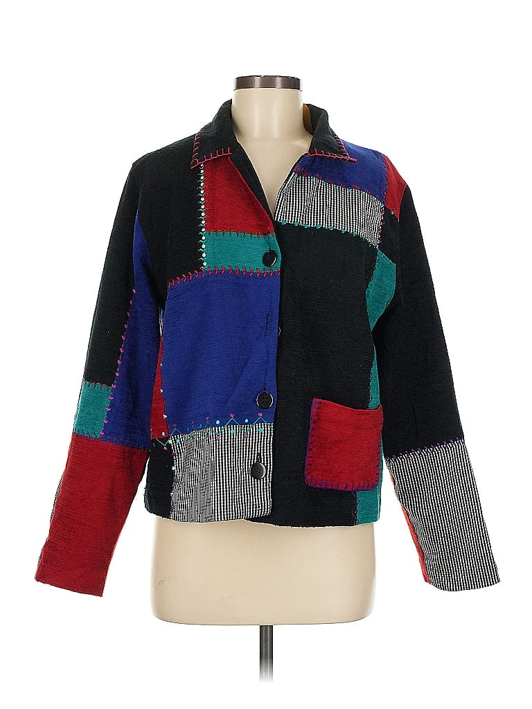 Koret 100% Acrylic Color Block Blue Colorful Patchwork Jacket by Koret ...