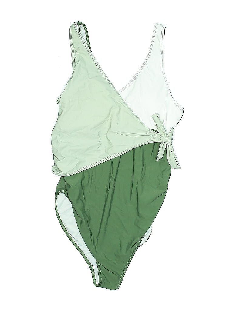Summer Mae Color Block Green One Piece Swimsuit Size M - 42% off | ThredUp