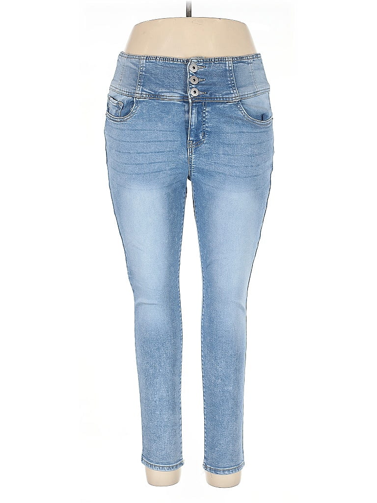 No Boundaries Solid Blue Jeans Size 17 - 52% off | ThredUp