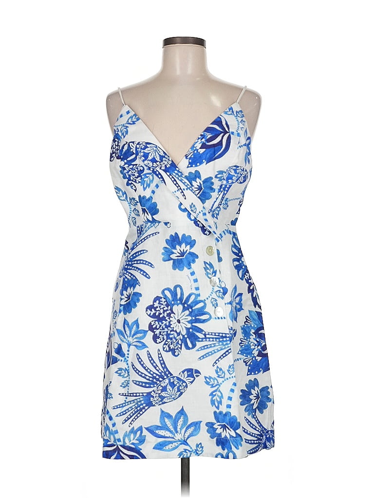 FARM Rio 100% Linen Tropical Blue Cocktail Dress Size M - 33% off | ThredUp