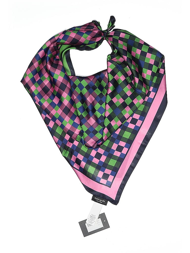 Kate Spade New York 100% Silk Argyle Pink Blue Silk Scarf One size - 64 ...