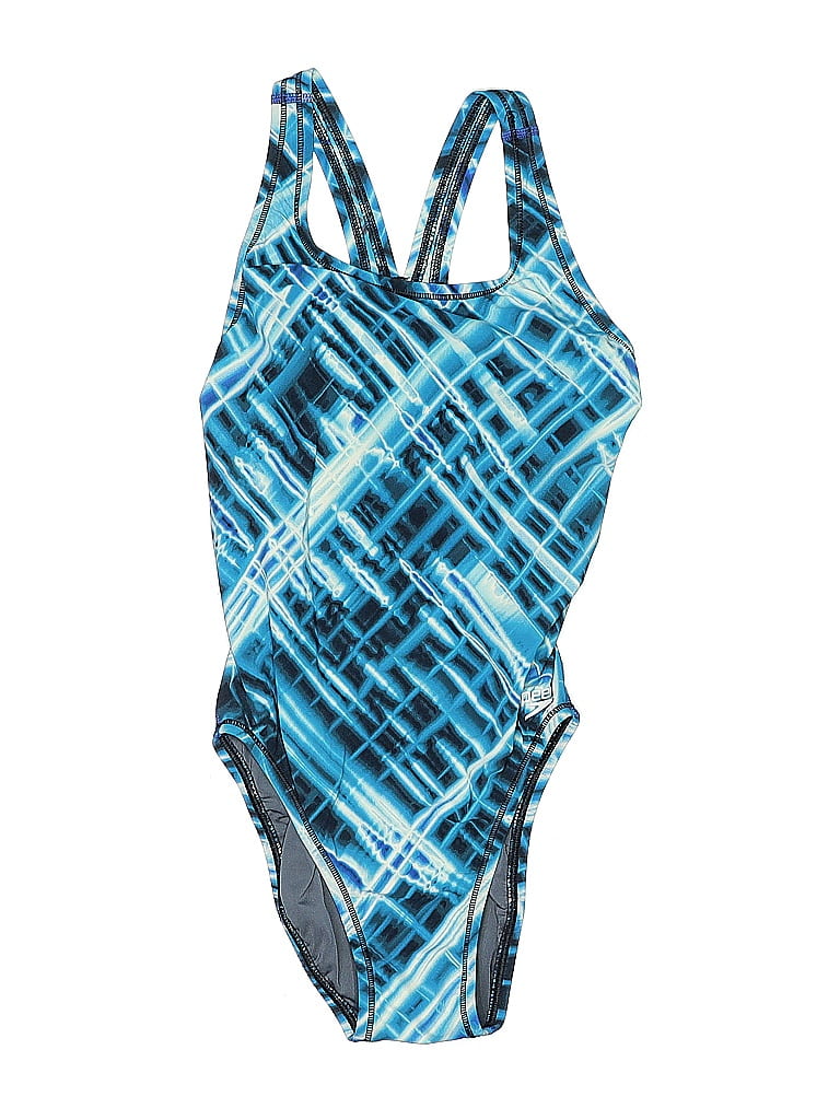 Speedo Graphic Blue One Piece Swimsuit Size 10 - 40% off | ThredUp