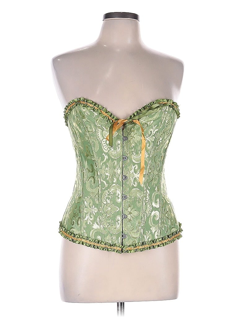 Unbranded Green Green Patterned Corset with Ruffles Size XL - 23% off ...