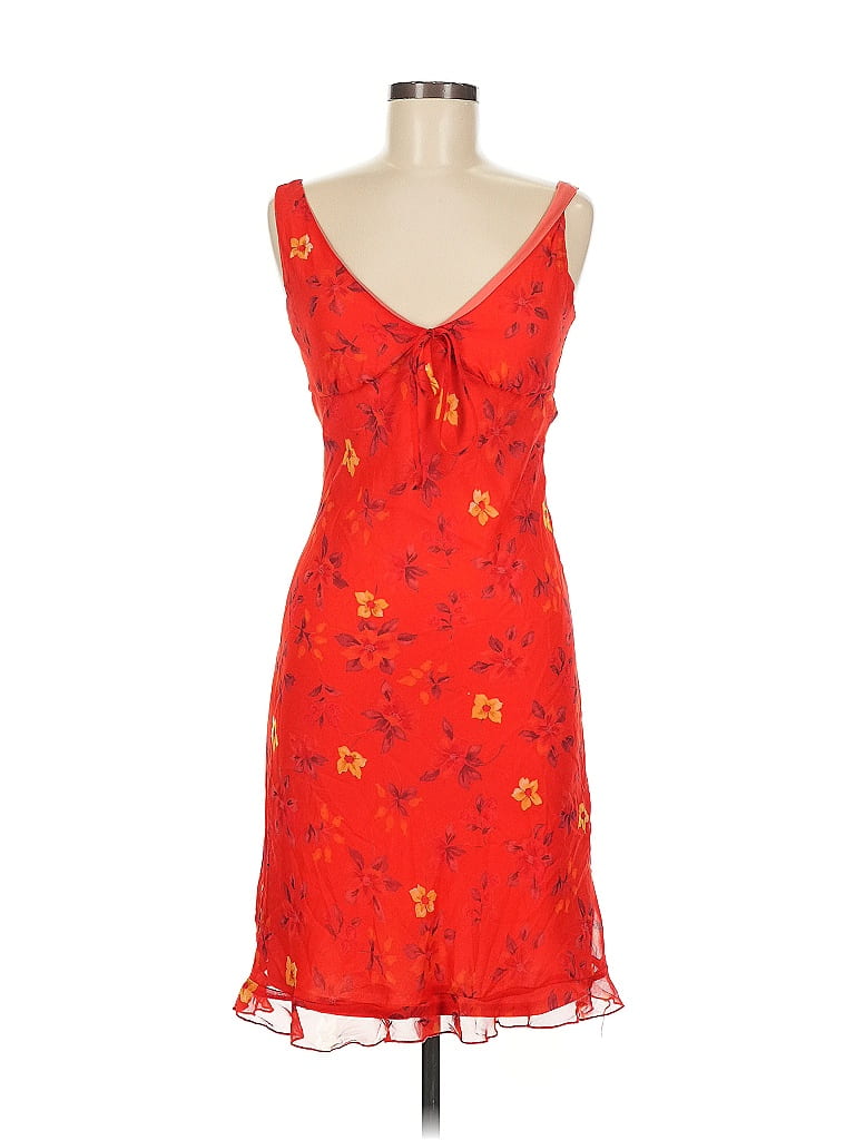 Byer Too! 100% Polyester Red Red Floral Sleeveless Summer Dress Size 7 ...
