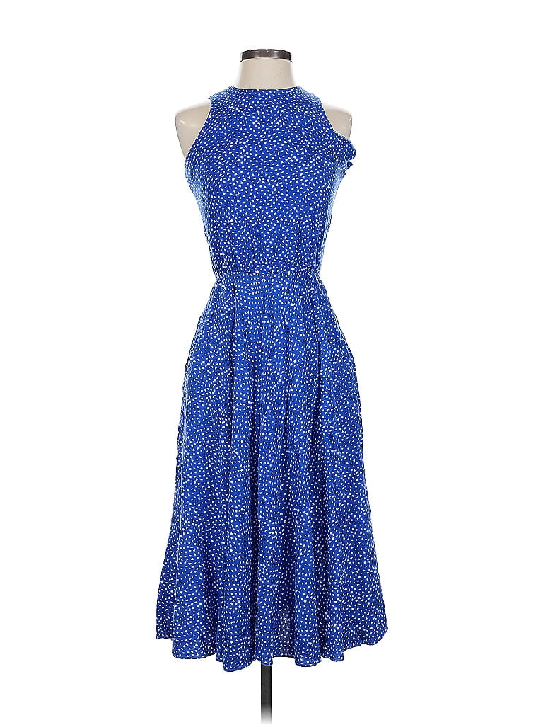 Moda International 100% Rayon Polka Dots Blue Cocktail Dress Size 4 ...