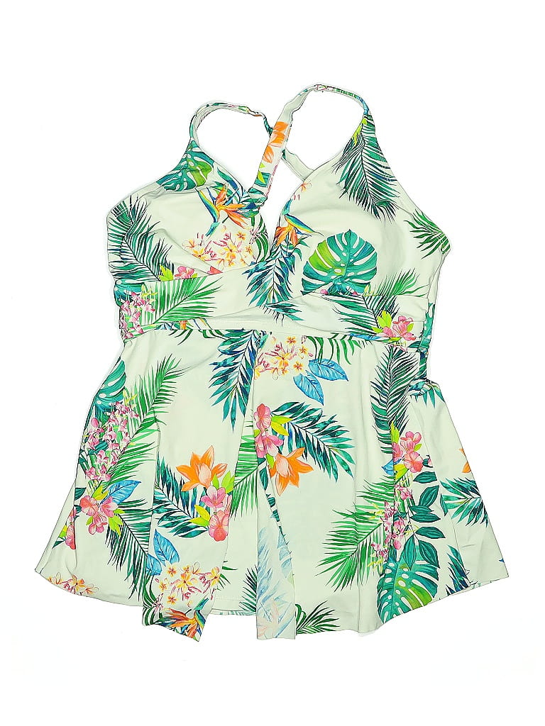 Kim Gravel X Swimsuits For All Tropical Green Swimsuit Top Size 12 - 67 ...