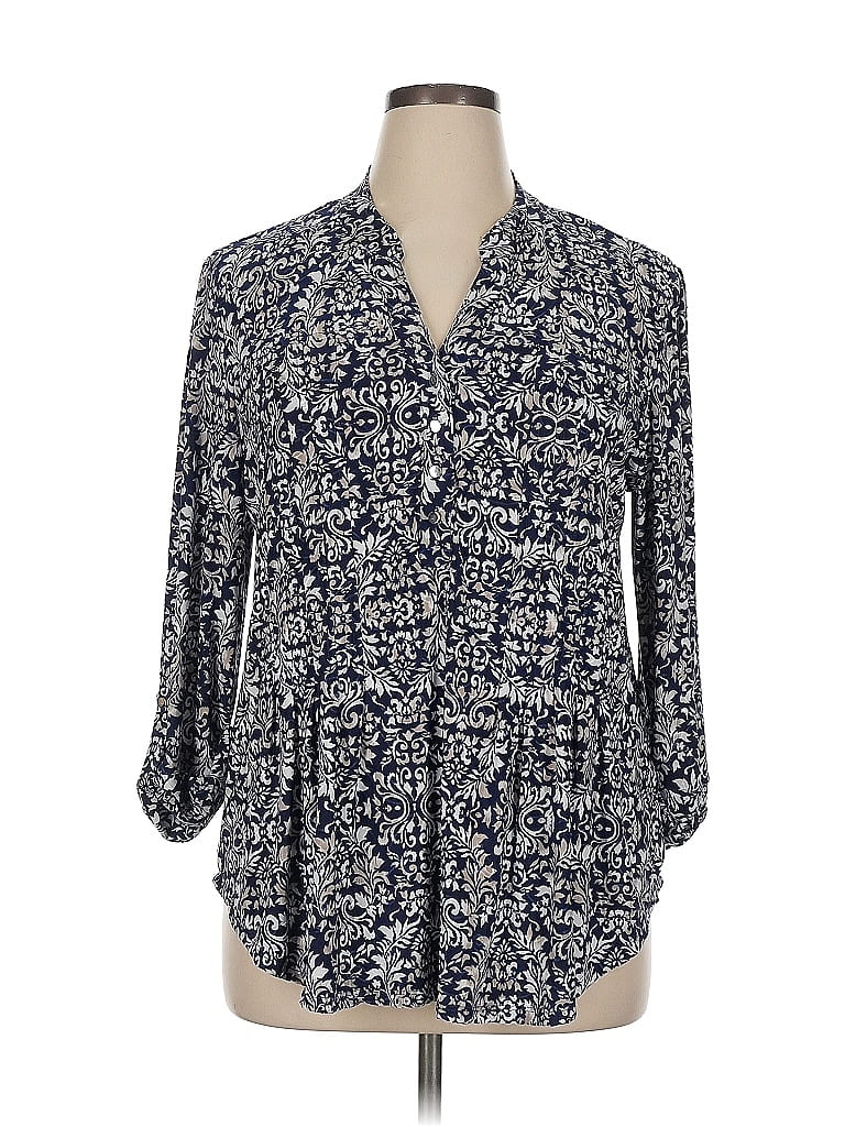 New Directions Blue 3/4 Sleeve Blouse Size XL - 75% off | ThredUp