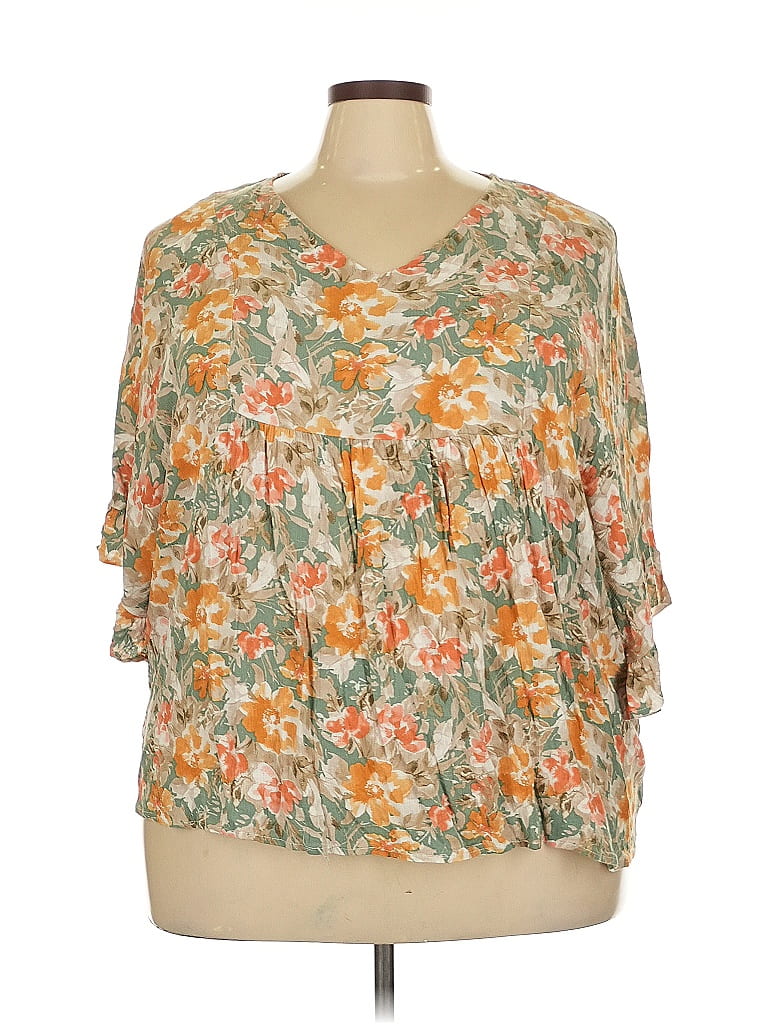Emily Wonder 100% Rayon Green 3/4 Sleeve Blouse Size 3X - 64% off | ThredUp