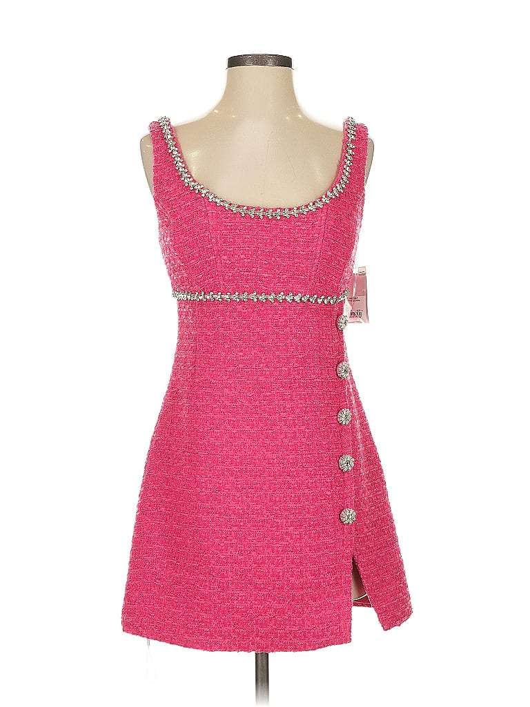 Self-Portrait 100% Polyester Tweed Pink Boucle Mini Dress Size 4 - 59% ...