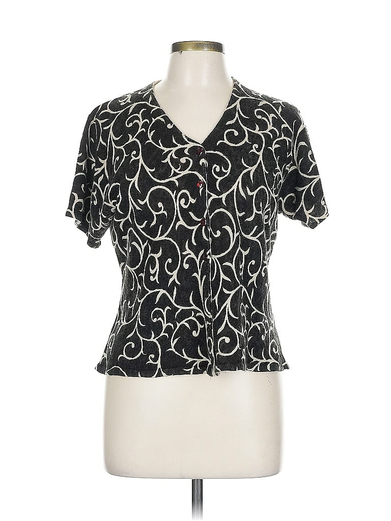 Metropolitan 100% Acrylic Black Black Patterned Cardigan with Buttons ...