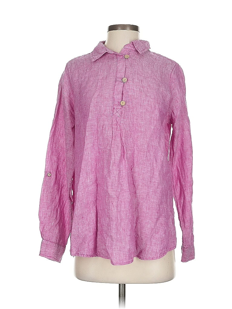 Sigrid Olsen 100% Linen Pink Long Sleeve Button-Down Shirt Size S - 74% off | ThredUp