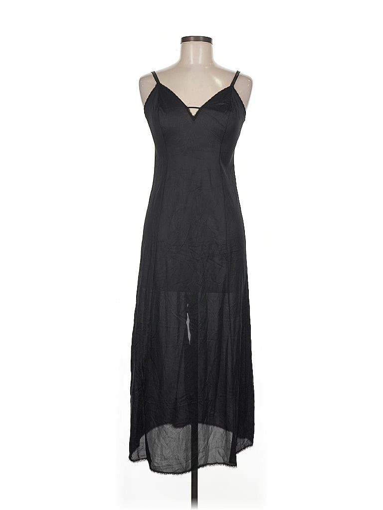 KAYSER-ROTH 100% Nylon Black Black Sheer Dress with Lace Trim Size M ...