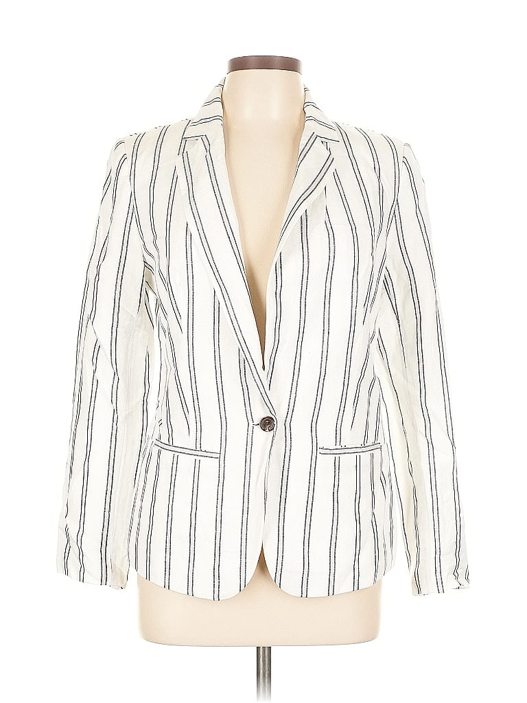A New Day Stripes Ivory Blazer Size 10 - 56% off | ThredUp