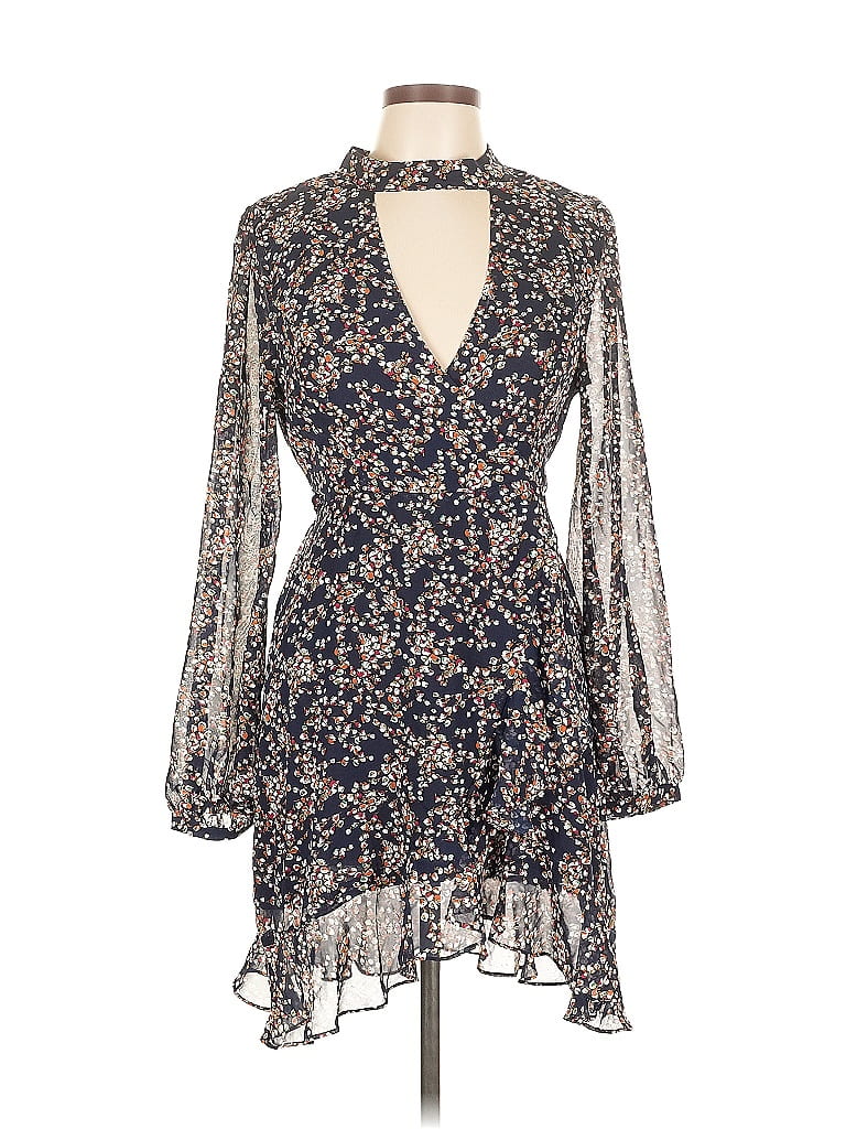 Essue 100% Polyester Floral Blue Cocktail Dress Size L - 69% off | ThredUp
