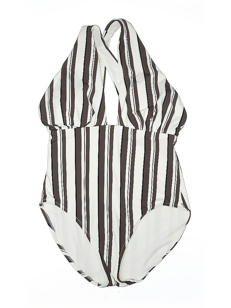 Calia by Carrie Underwood Stripes Ivory White One Piece Swimsuit Size 6 ...