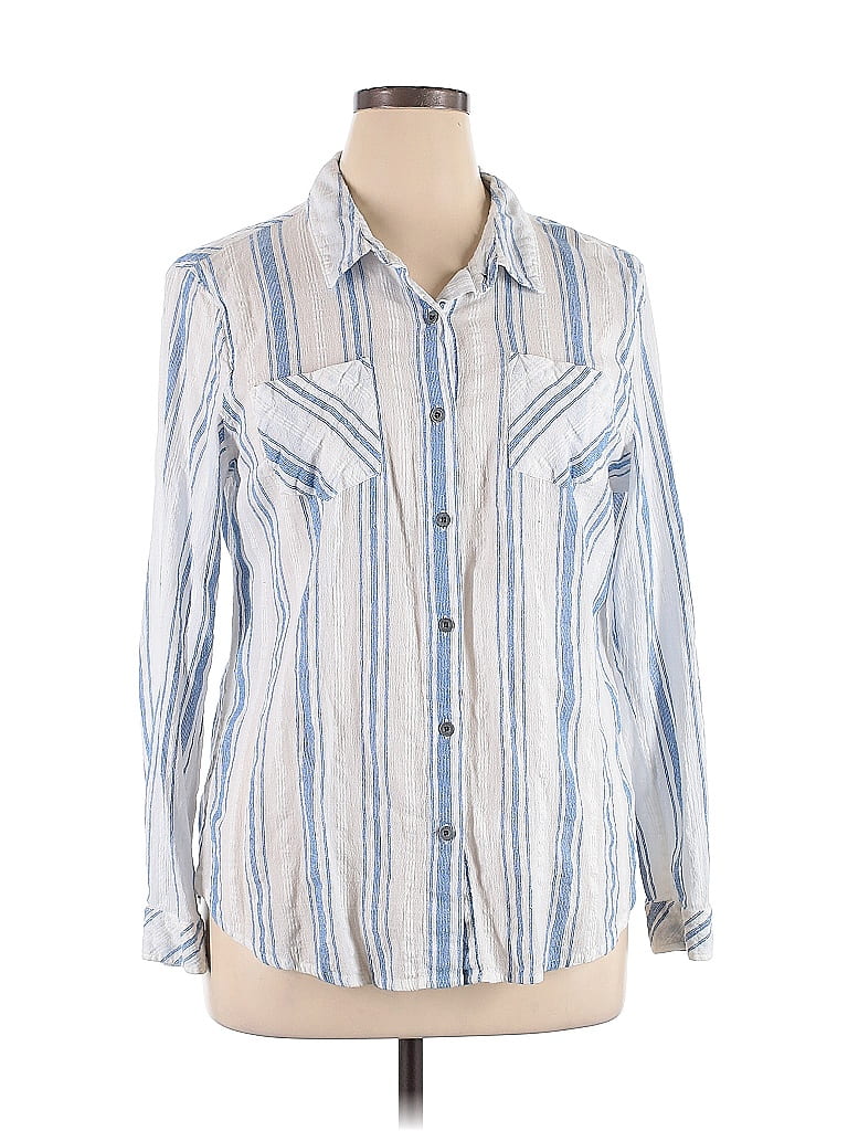 Ruff Hewn 100% Cotton Stripes Blue Long Sleeve Button-Down Shirt Size XL - 47% off | ThredUp