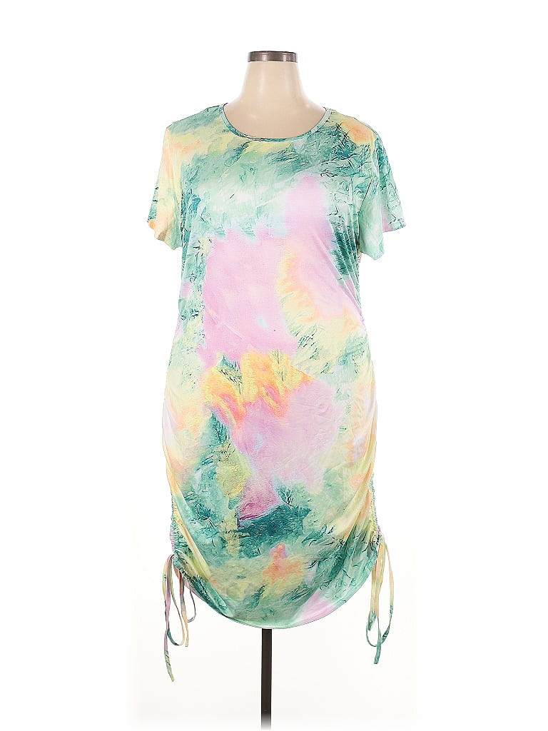 Shein Curve 100% Polyester Tie-dye Green Casual Dress Size 20 - 37% off ...
