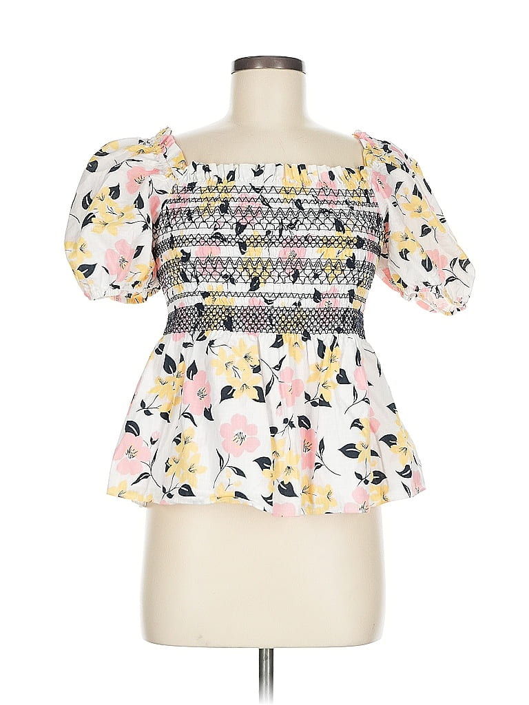 Kate Spade New York 100% Cotton Yellow Short Sleeve Blouse Size M - 79% ...