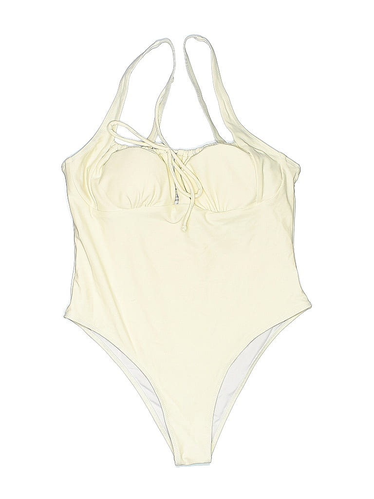 Cider Solid Ivory One Piece Swimsuit Size L - 47% off | ThredUp