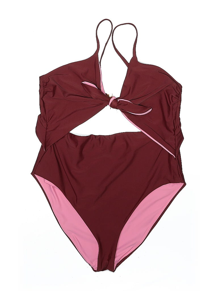 Veronica Beard Solid Burgundy One Piece Swimsuit Size L - 80% off | ThredUp