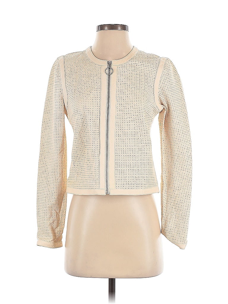 Ecru 100% Leather Ivory Leather Jacket Size XS - 73% off | ThredUp