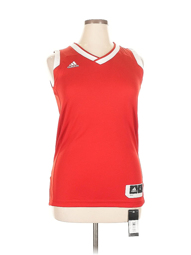 Adidas 100% Polyester Red Tank Top Size XL - 50% off | ThredUp