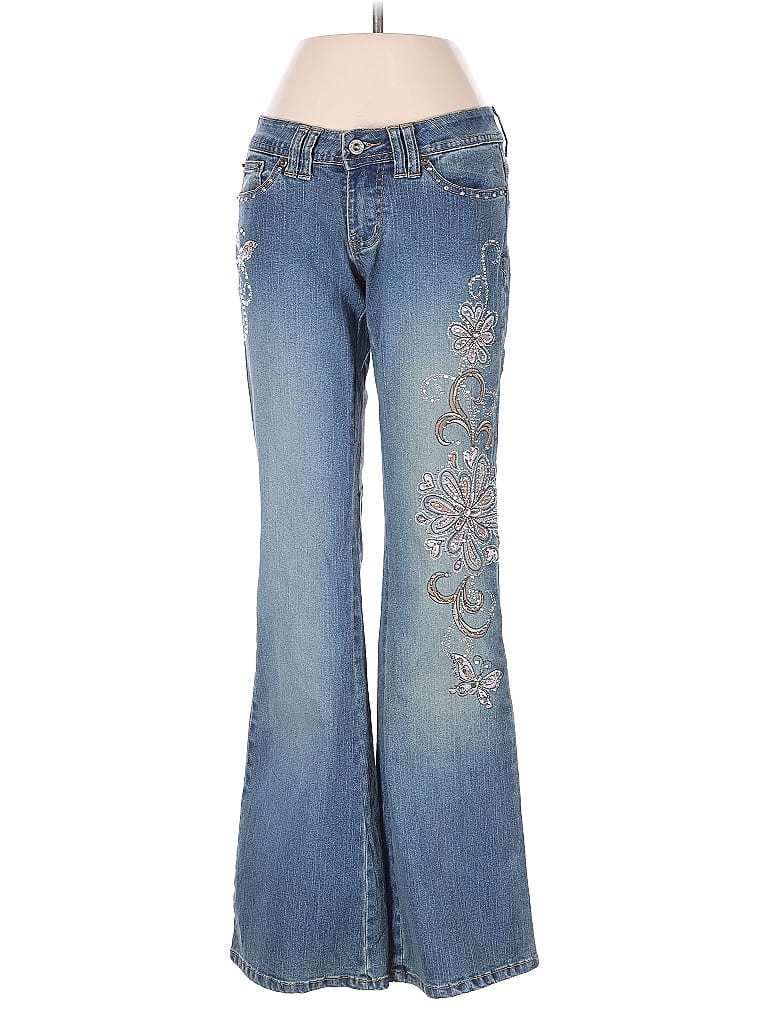 Angels Paisley Blue Embellished Blue Flared Denim Jeans Size 1 - 23% ...