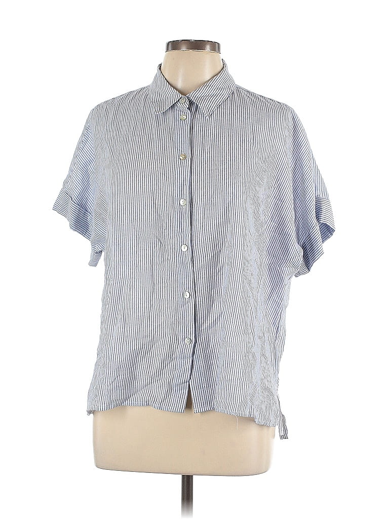 Fun2Fun 100% Rayon Blue Short Sleeve Blouse Size L - 68% off | ThredUp