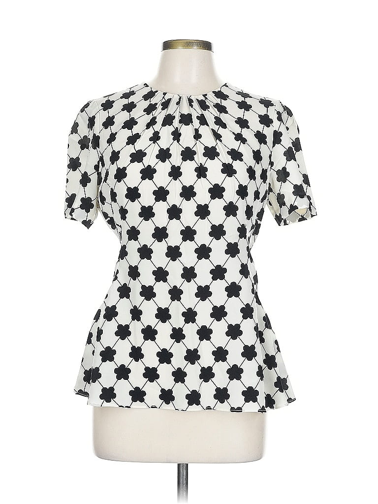 Kate Spade New York 100% Silk White Short Sleeve Silk Top Size 10 - 81% ...