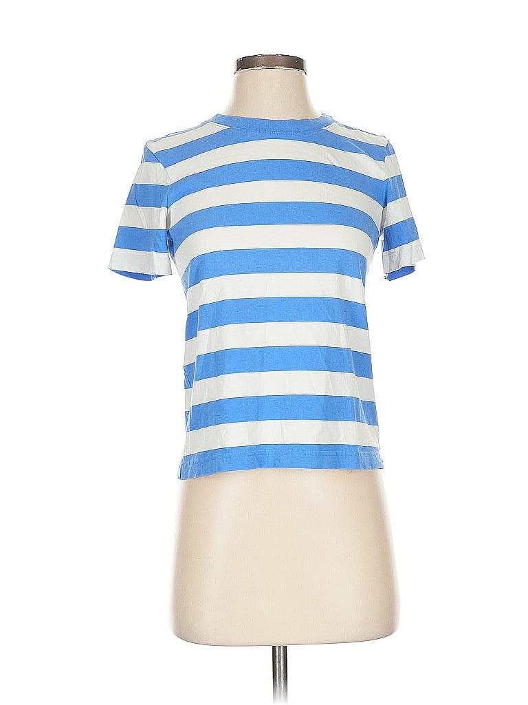 Cos Stripes Blue Short Sleeve T-Shirt Size XS - 20% off | ThredUp