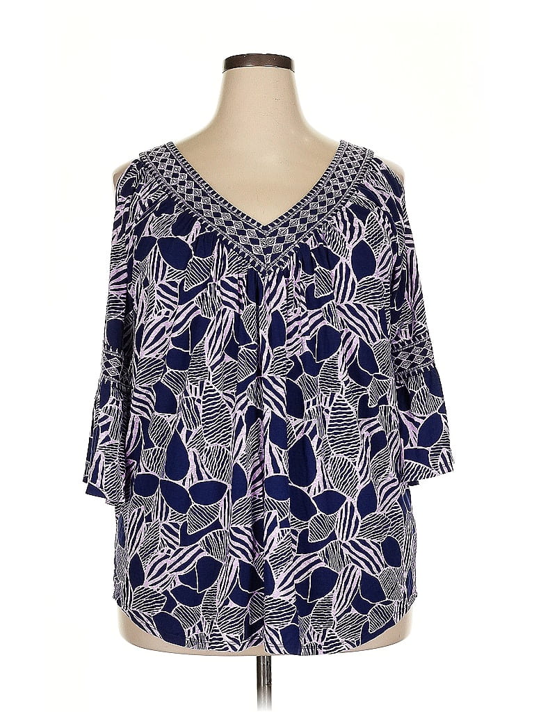 Simply Emma Blue 3/4 Sleeve Blouse Size 2X - 59% off | ThredUp