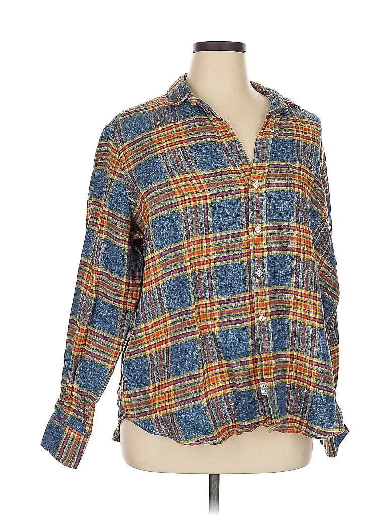 Frank & Eileen 100% Linen Plaid Blue Long Sleeve Button-Down Shirt Size XL - 71% off | ThredUp