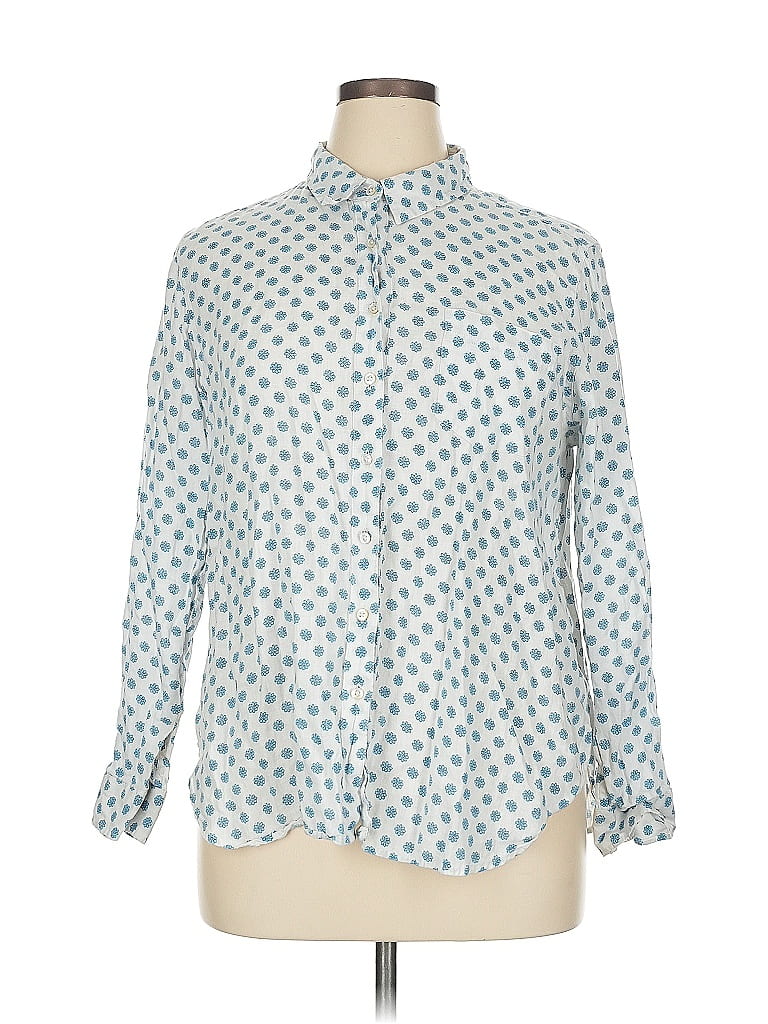 L.L.Bean 100% Linen Polka Dots Blue 3/4 Sleeve Button-Down Shirt Size XL (petite) - 56% off ...