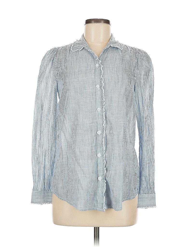 BeachLunchLounge 100% Cotton Blue Long Sleeve Button-Down Shirt Size XS - 71% off | ThredUp