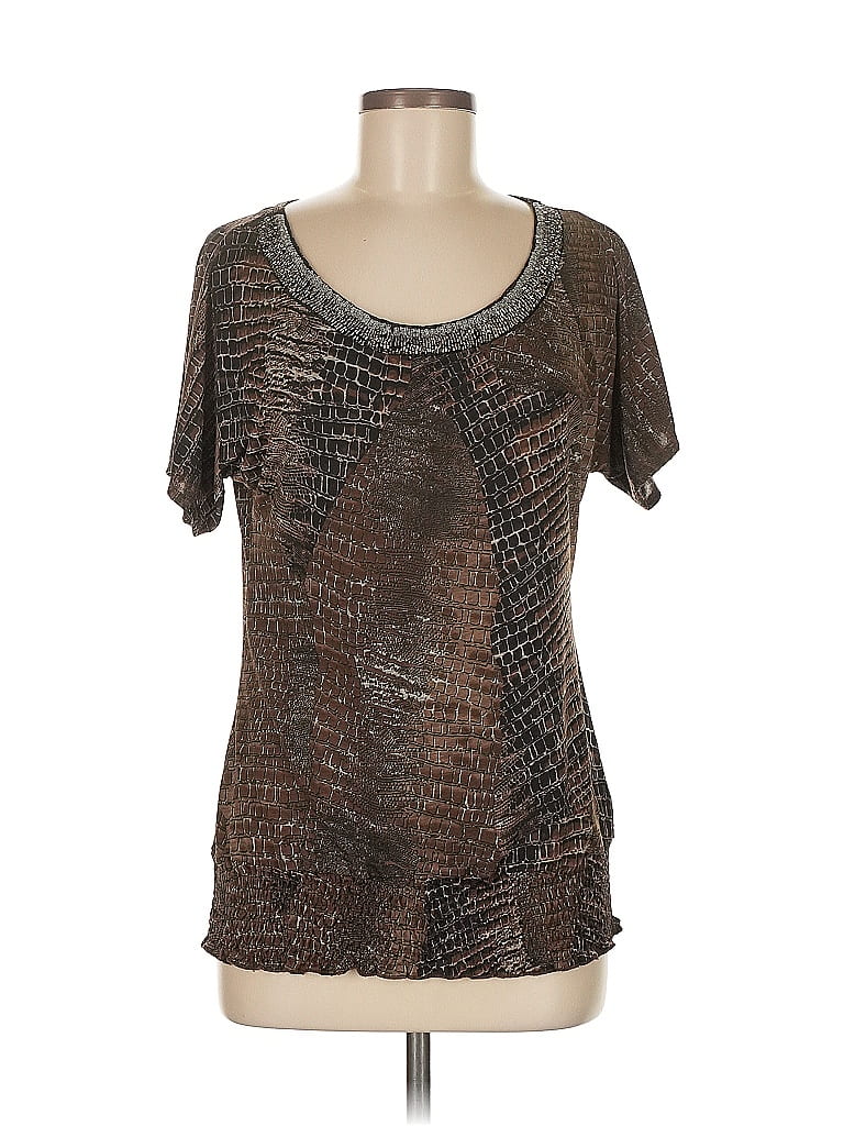 Studio Y Metallic Brown Short Sleeve Top Size M - 48% off | ThredUp