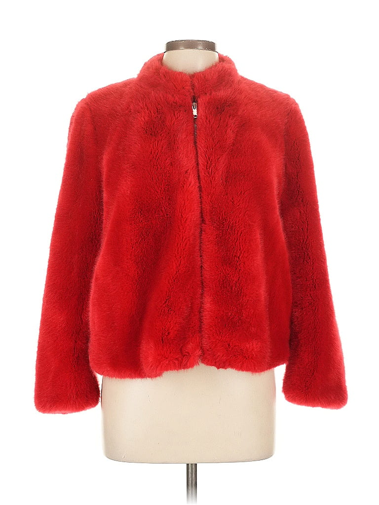 Zara TRF Red Faux Fur Jacket Size L - 67% off | ThredUp