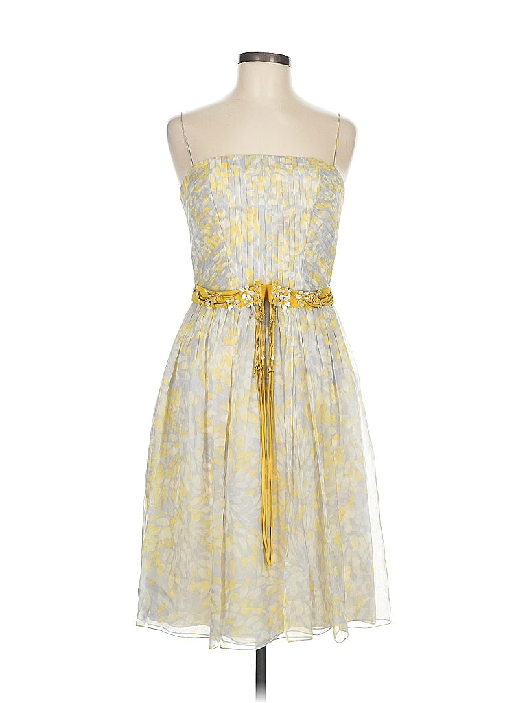 Luca Luca 100% Silk Paisley Yellow Cocktail Dress Size EU (IT) 44 / US ...