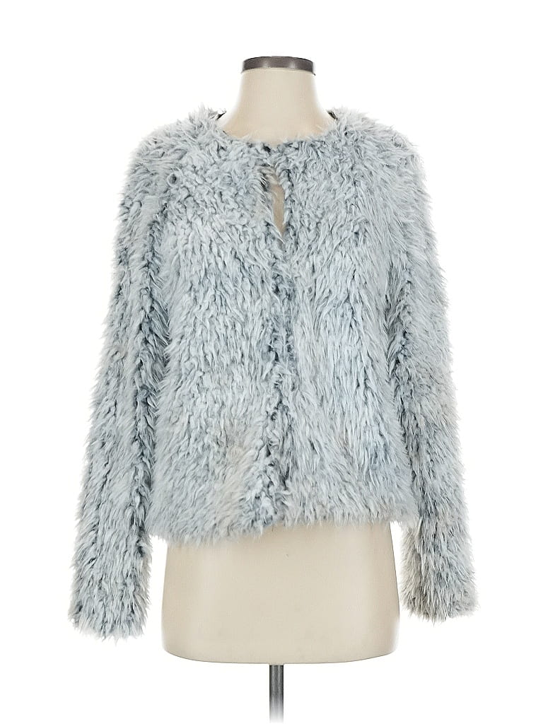 Mustard Seed 100% Polyester Blue Faux Fur Jacket Size S - 56% off | ThredUp